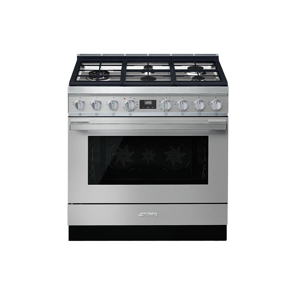 smeg Portofino Series 36" Range. Duel Fuel. Stainless Steel CPF36UGMX ...