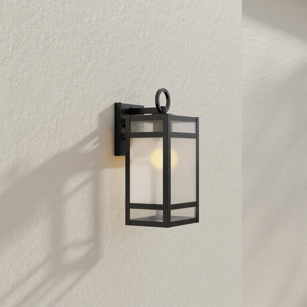 Progress Lighting 1-Light Matte Black Outdoor Lantern Parrish Clear and ...