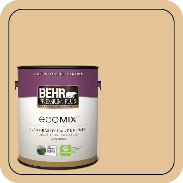 BEHR PREMIUM PLUS 1 gal. #310E-3 Ripe Wheat Eggshell Enamel EcoMix ...