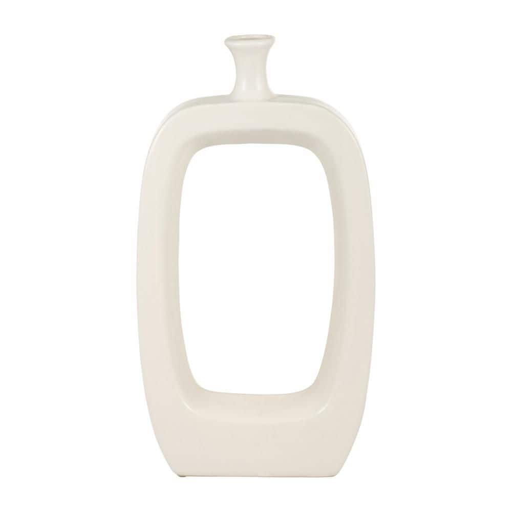 Liv & Skye 18 in. Ivory Ceramic Cut Out Decorative Vase 13903-21 - The ...