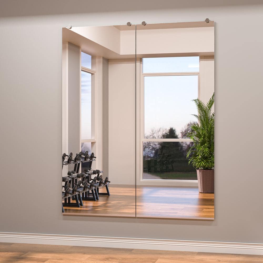 KeonJinn 24 in. W x 60 in. H Rectangular Frameless Wall Mirror Gym ...