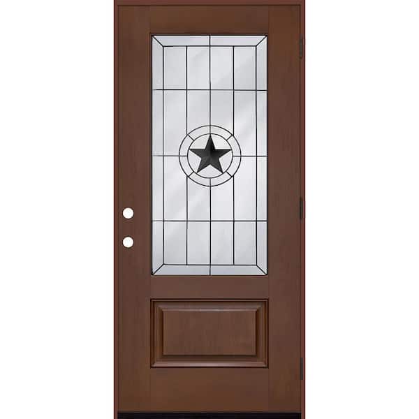 Steves & Sons Regency 36 in. x 80 in. 3/4L Alamo Glass LHOS Chestnut ...