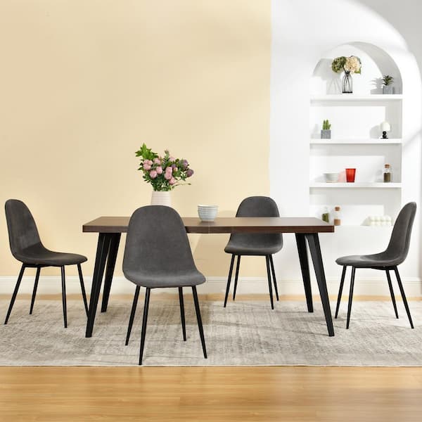 Homy Casa SC 5-Piece Dining Set with Walnut Finish Wood Top Table and ...