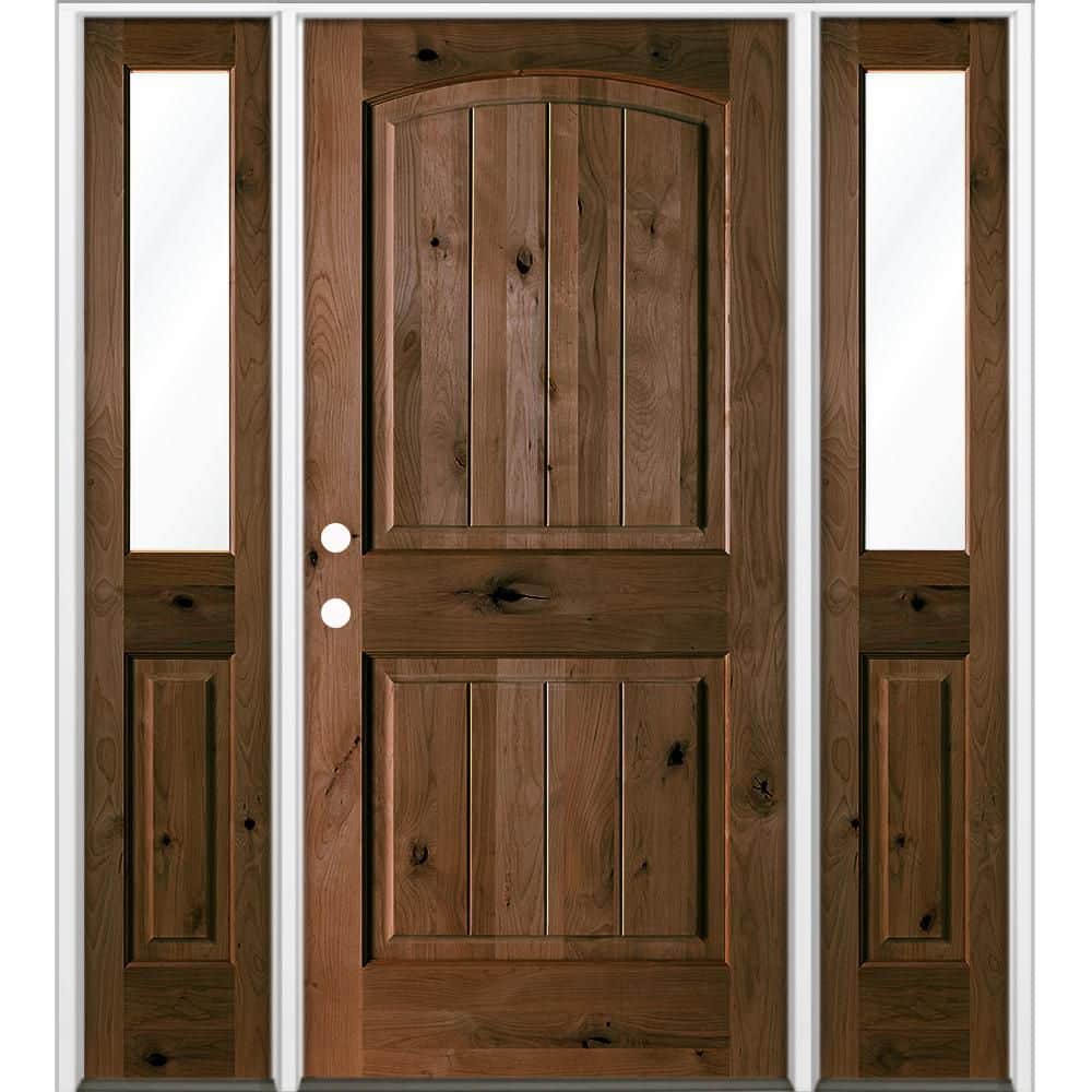 Reviews for Krosswood Doors 58 in. x 80 in. Knotty Alder Arch Top Right ...