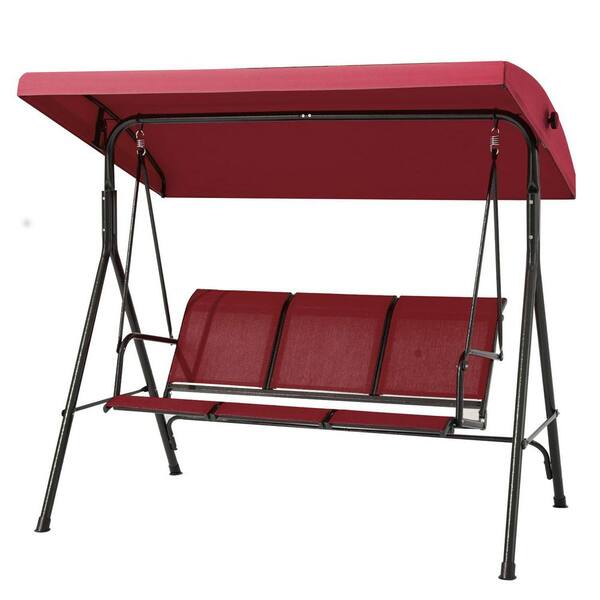 Tenleaf 2-Person Metal Patio Swing with Textilene Backrest and Seat ...