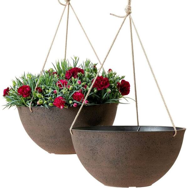MOEPISY 16 Inch 4 PCS Metal Hanging Flower Pots, Fence Hanging Planters ...