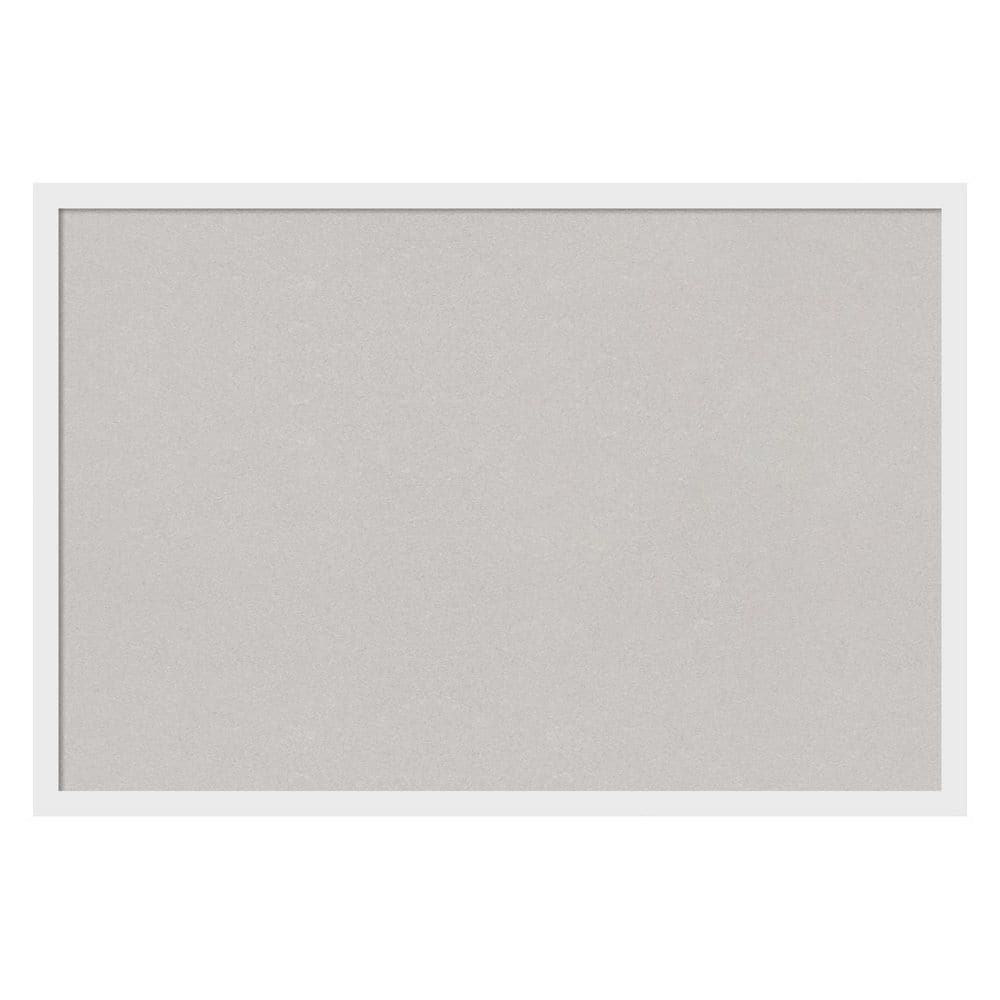 Amanti Art Incline White 25 in. x 17 in., Wood Framed Grey Cork Memo ...