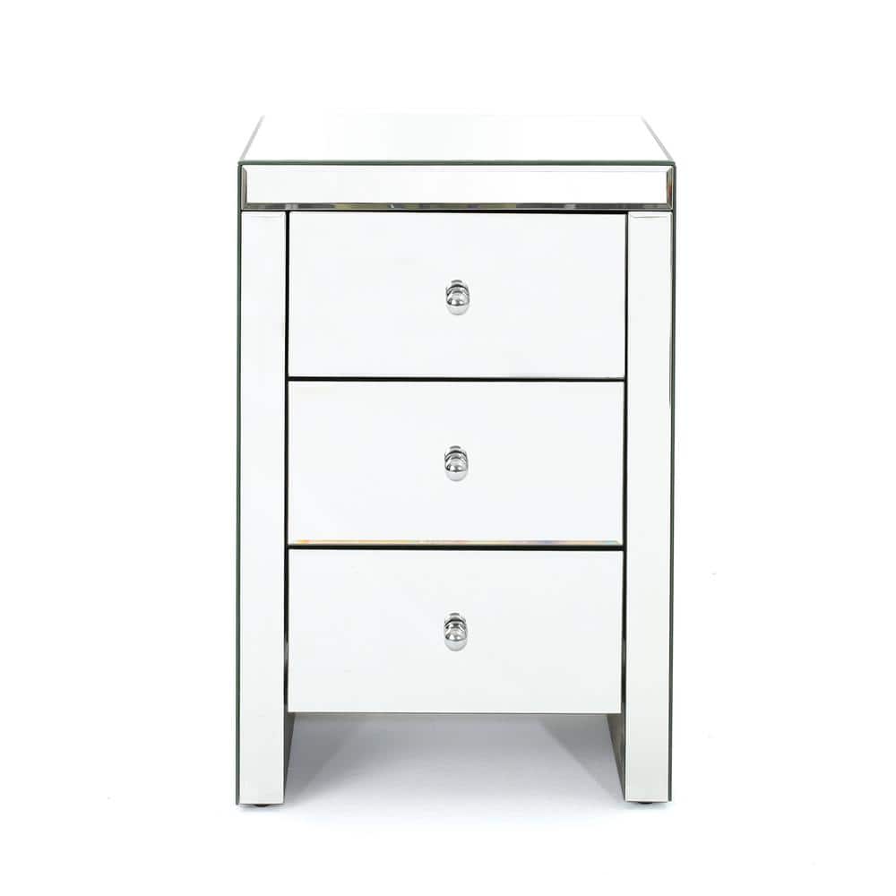 Noble House Fianna Classic Mirrored 3-Drawer Side Table 13113 - The ...