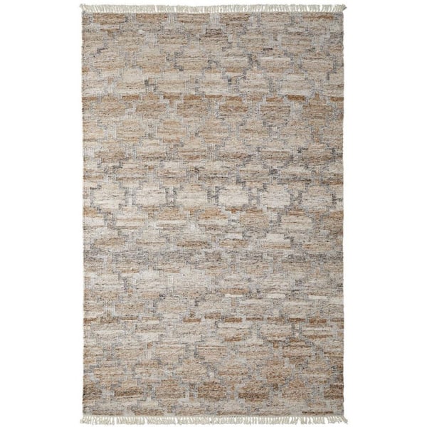 HomeRoots 2 ft. x 8 ft. Tan, Gray Geometric Area Rug 2000512436 - The ...