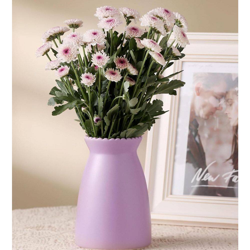7 in. Purple Round Ceramic Decorative Vase-Minimalist Ceramic Vase ...