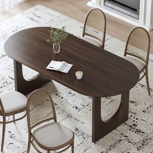 Dovelina George Modern Oval Walnut Oak Wood Top 67 in. 4 Legs Dining Table Seats 6 HD-24092901 ...