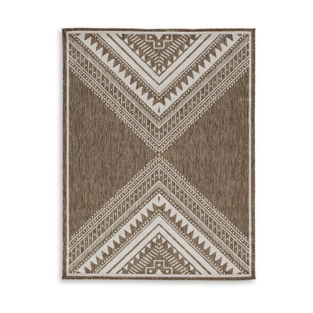 Benjara John Ivory, Gray and Tan 8 ft. x 10 ft. Geometric Area Rug ...