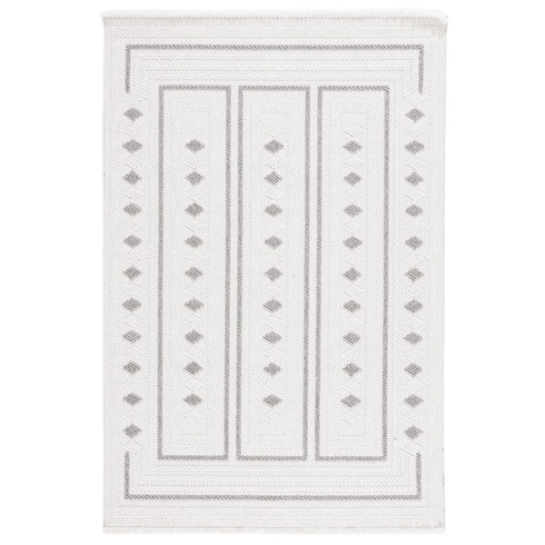 SAFAVIEH Lotus 8 ft. x 10 ft. Ivory/Gray Striped Geometric Area Rug ...