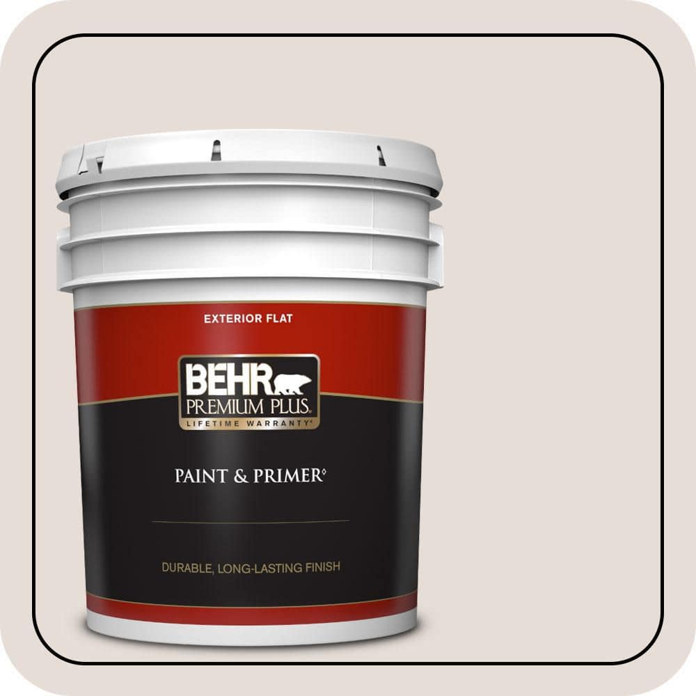 BEHR PREMIUM PLUS 5 gal. #PR-W11 Patience Flat Exterior Paint & Primer ...