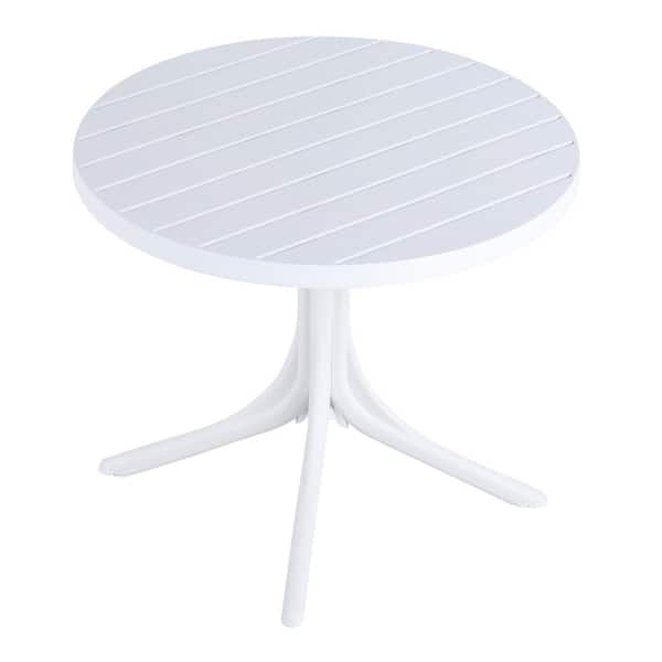 29.53 in. H Modern White Round Polypropylene Outdoor Dining Table ...