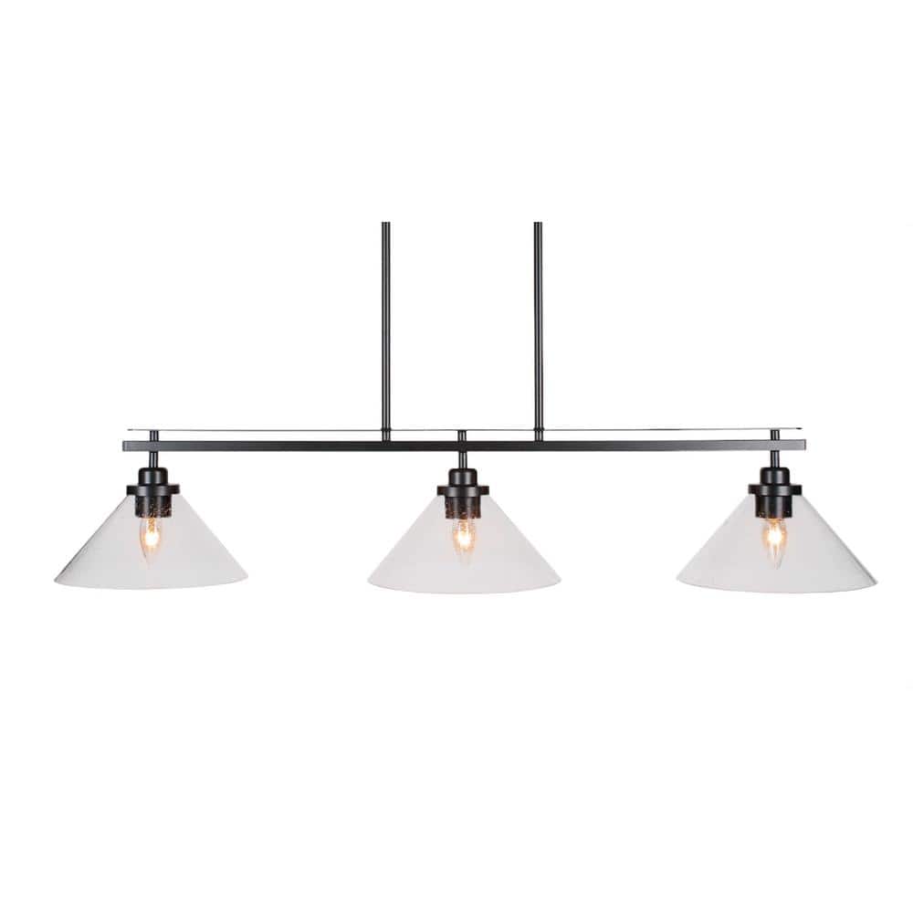 Monroe 3-Light, Matte Black Billiard Light, Any room with 10 in. Clear ...