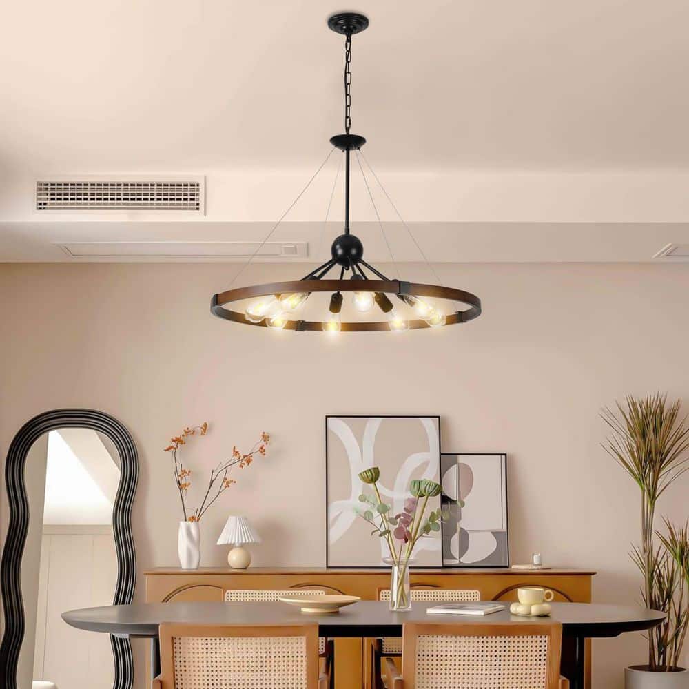 Basdien 32 in 8-Light Red Chandelier with Vintage Inspired Details ...