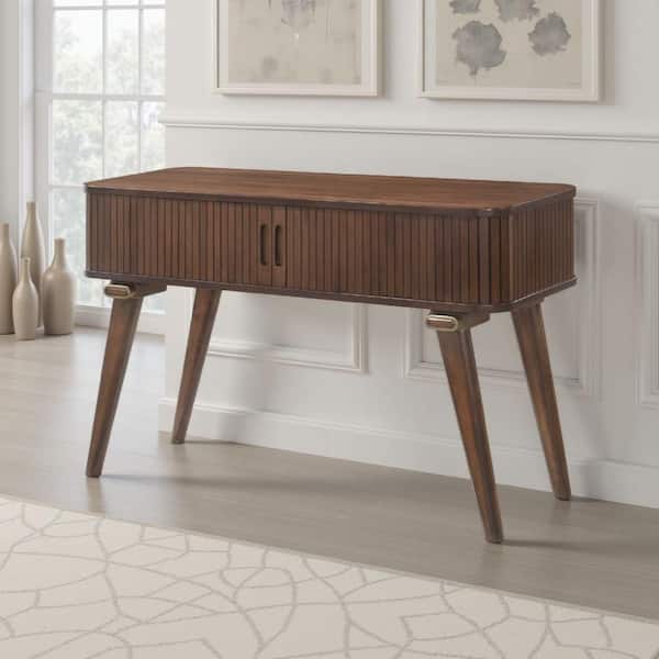 Benjara Manny 47.5 in. Walnut Brown Rectangle Wood Console Table with 2 ...