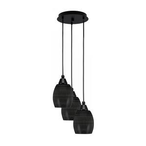 Savannah 11.25 in. 3-Light Brushed Nickel Cord Pendant Light Black ...