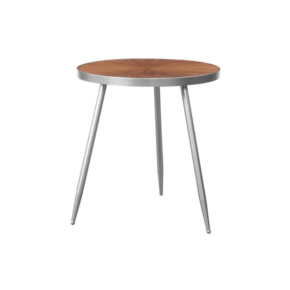 Mid-Century Modern 15.75 in. Silver Round End Table 11259 - The Home Depot