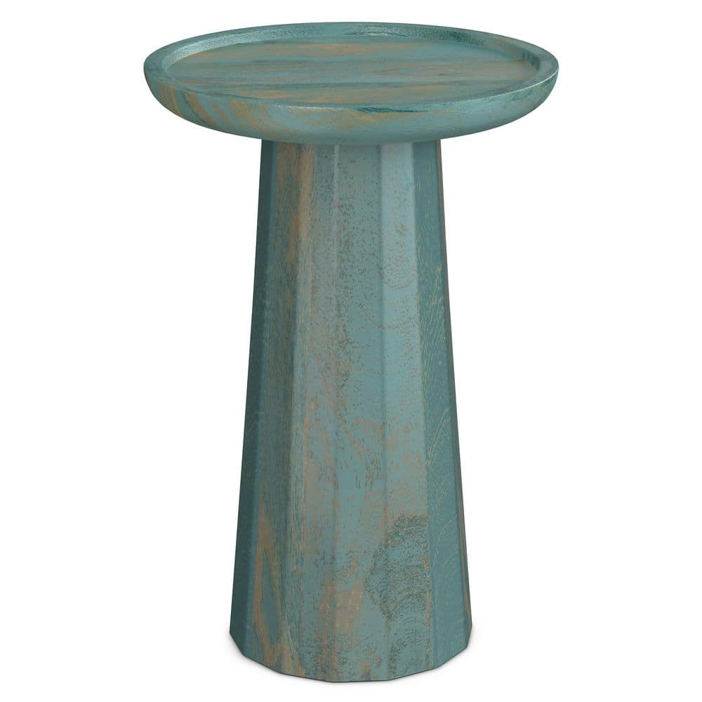 Simpli Home Dayton Solid Mango Wood 13 in. Wide Round Contemporary ...