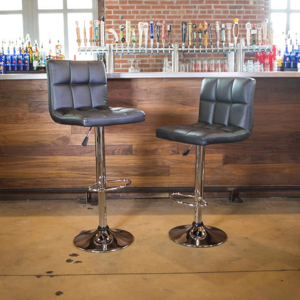 AmeriHome Adjustable Height Black Swivel Cushioned Bar Stool 800975 ...