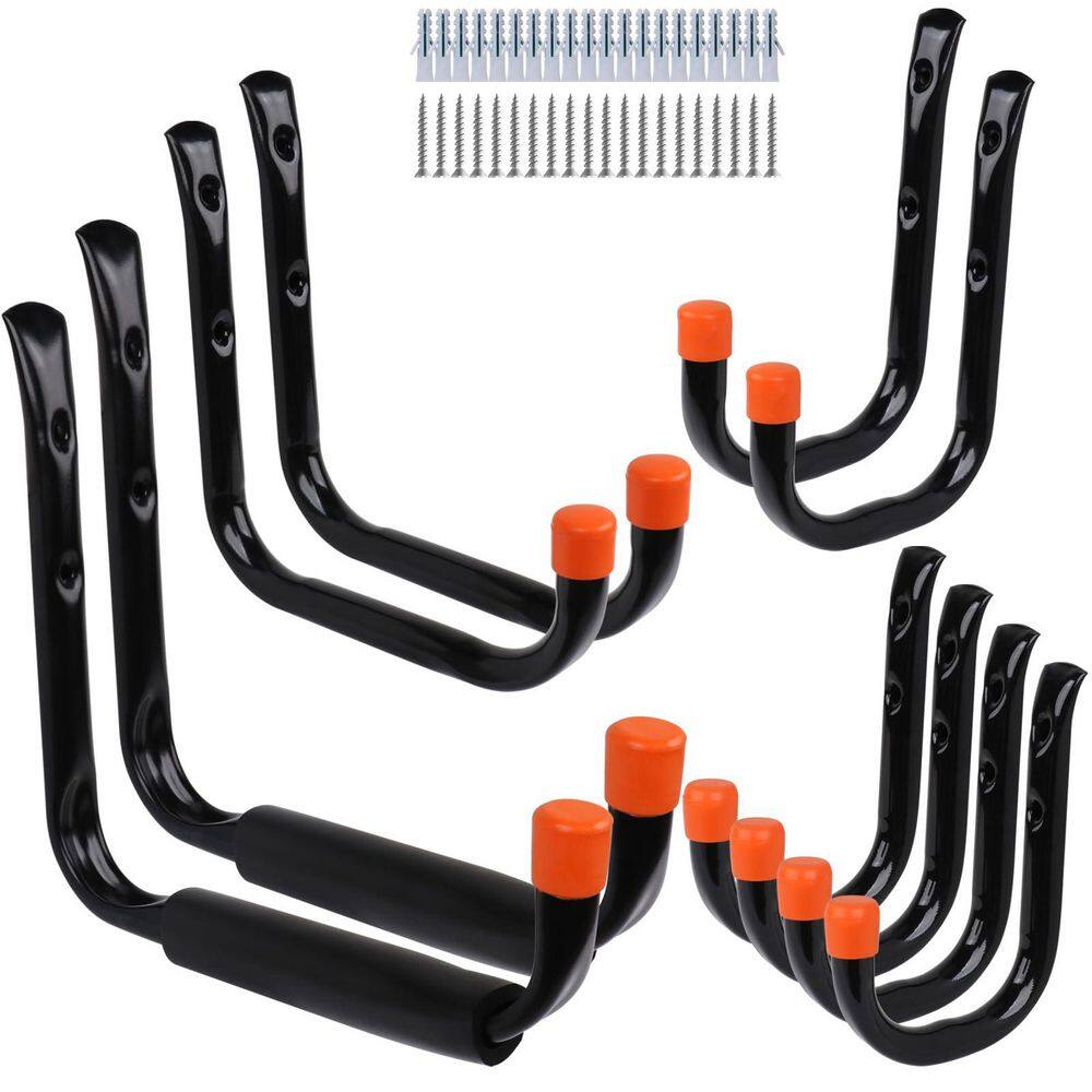 10-Pack 12 in. Black Steel Utility Wall Rack with 5 Sizes of Heavy Duty ...