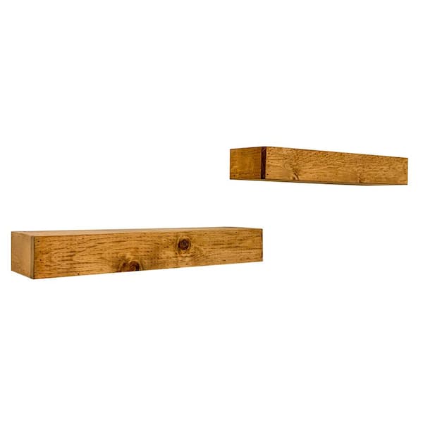 Intrinsic Haven Rustic Artisan 24 in. W x 6 in. D Light Brown Pine Wood ...