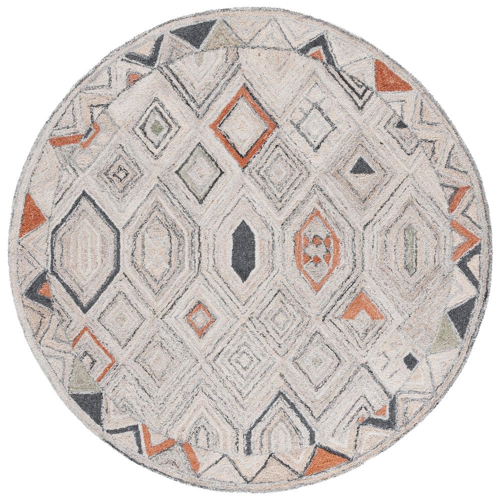 SAFAVIEH Marquee 6 ft. x 6 ft. Rust/Gray Abstract Hexagonal Round Area ...