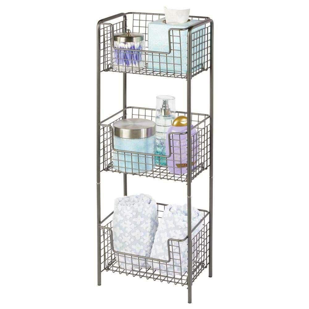 Dracelo 10 in. W x 7 in. D x 29 in. H 3-Tier Graphite Steel ...
