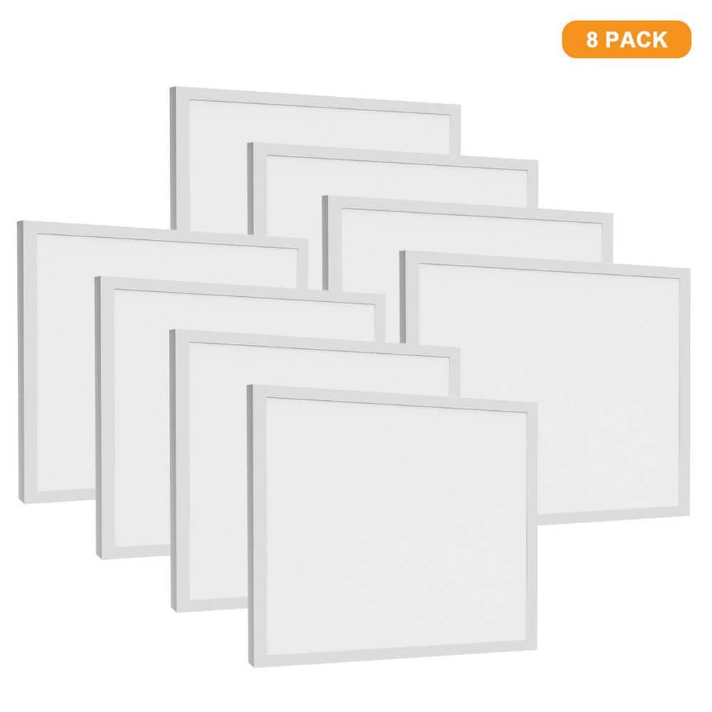RUN BISON 8-Pack 2 ft. x 2ft. Dimmable White CCT and Wattage Selectable ...
