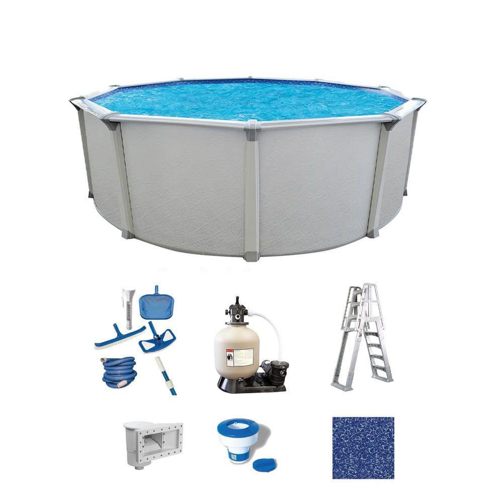 AQUARIAN Huntington 27 ft. Round 54 in. Deep Above Ground Hard Sided ...