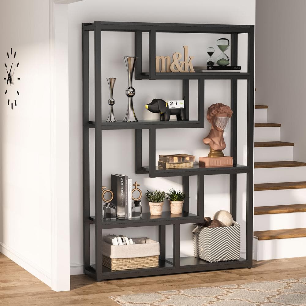 TRIBESIGNS WAY TO ORIGIN Frailey 69.3 in. Tall Black Wood 6-Shelf ...