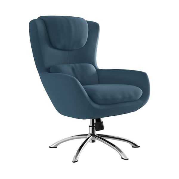 Handy Living Caribbean Blue Plush Low-Pile Velour Tegan Modern Swivel ...