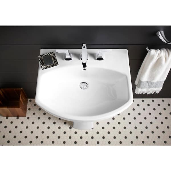 KOHLER Elmbrook White Vitreous China 24 in. Novelty/Specialty Pedestal ...