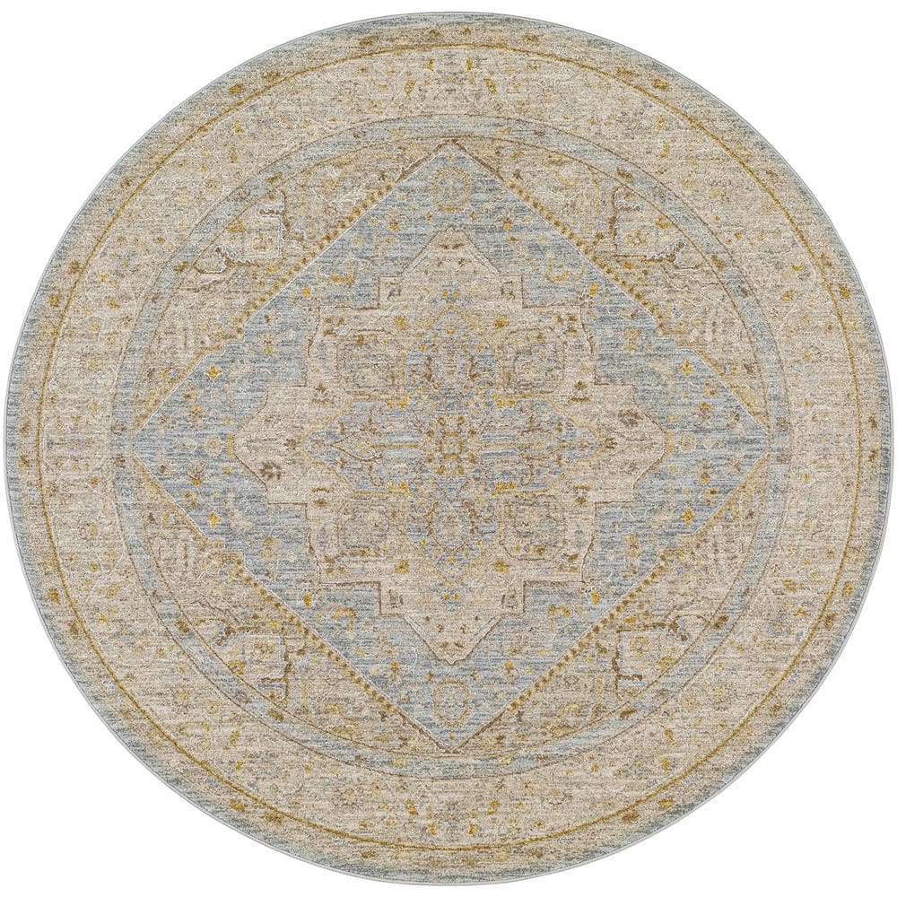 Livabliss Avant Garde Gray Traditional 7 ft. Round ft. Indoor Area Rug ...