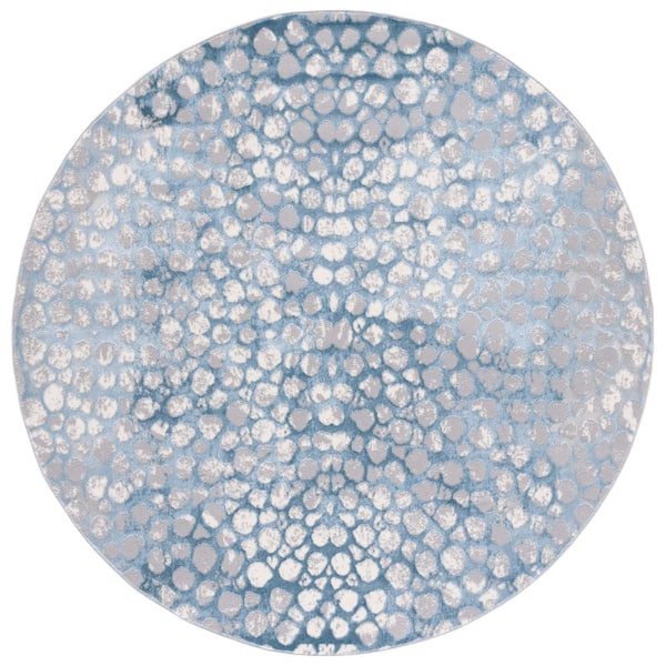 SAFAVIEH Lagoon 7 ft. x 7 ft. Blue/Gray Spotted Distressed Round Area ...