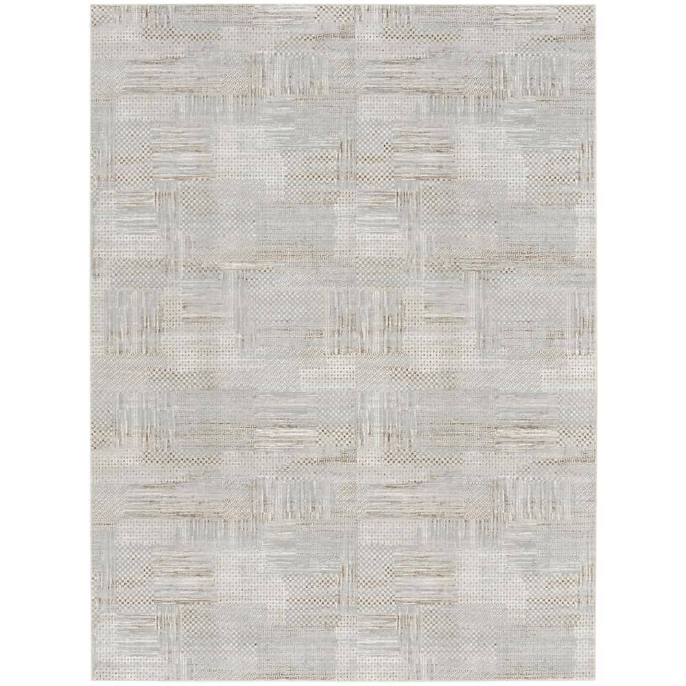 Nourison Glam Silver Grey 9 ft. x 12 ft. Contemporary Area Rug 914453 ...