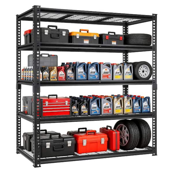Huluwat 5-Shelf Steel Heavy-Duty Adjustable Garage Storage Shelving ...