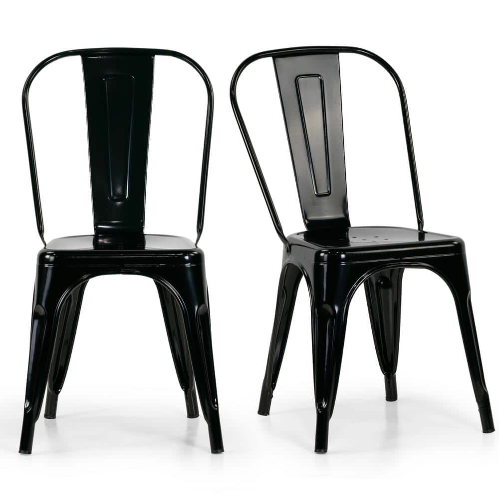 Glamour Home Bash Black Metal High Back Dining Chair Set of 2 Included ...