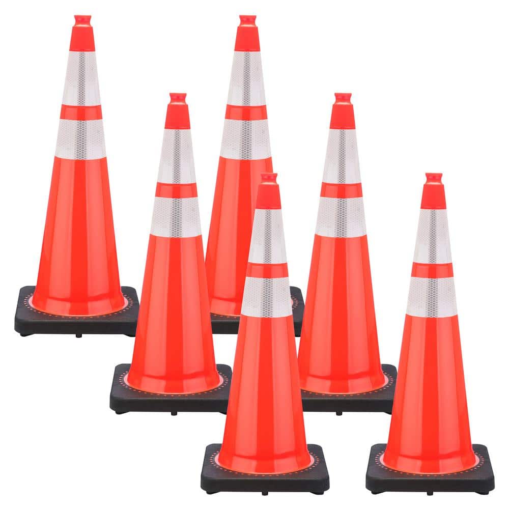 Mr. Chain 36 in. Traffic Orange Reflective Traffic Cones 98080-6 - The ...