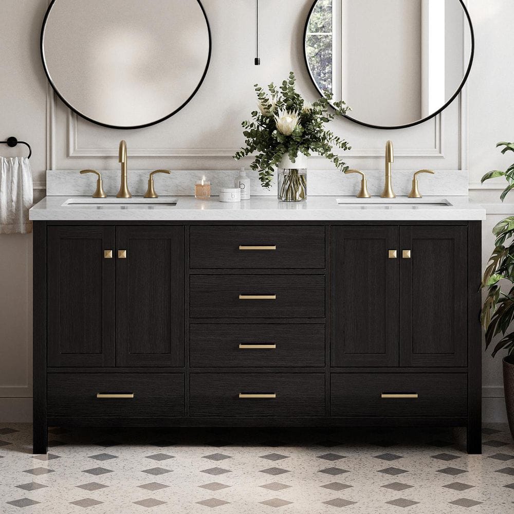 ARIEL Cambridge 66 in. Double Sink Freestanding Bathroom Vanity in ...