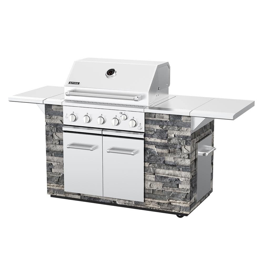 SPIRE 5-Burner Propane Gas Grill Island in Seascape Gray 860-0032A ...