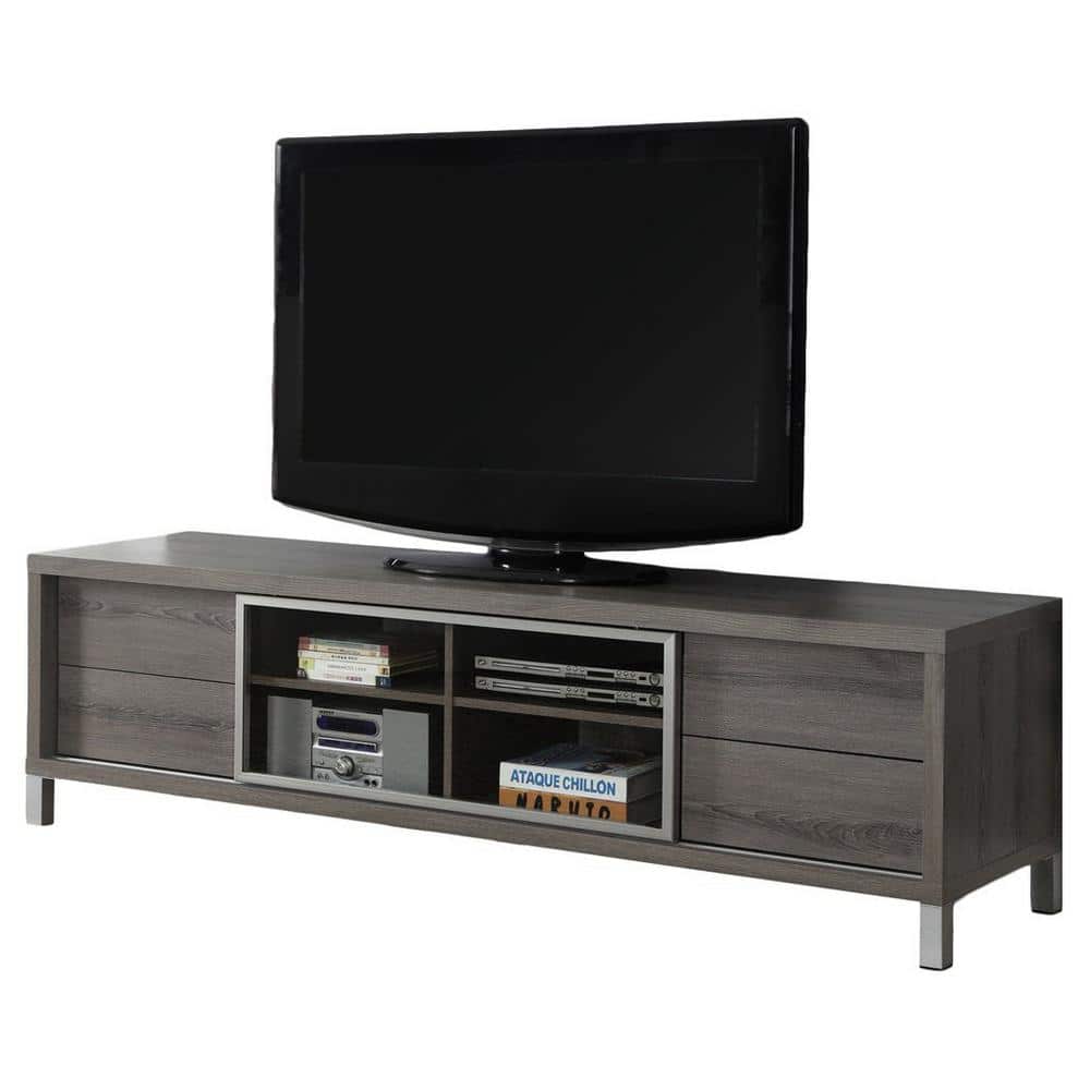 Monarch Specialties 70 Inch Dark Taupe Euro Style TV Console ...