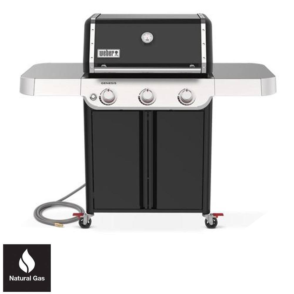Weber Genesis E-315 3-Burner Natural Gas Grill in Black with Grill ...