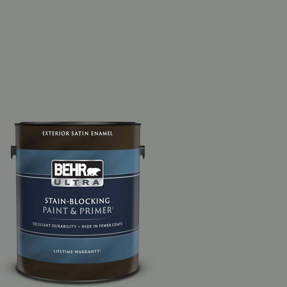 BEHR ULTRA 1 gal. #PPU25-17 Euro Gray Satin Enamel Exterior Paint ...