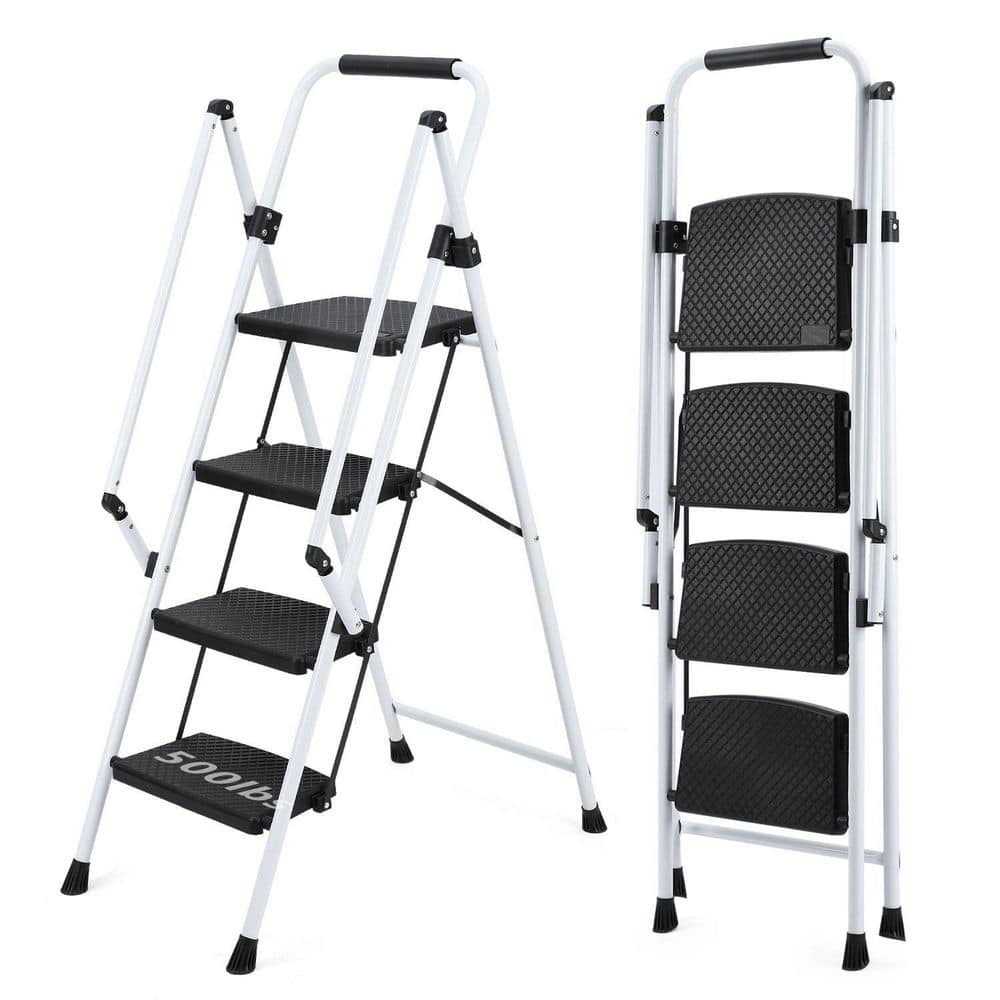 Cisvio Light Folding 4-Step Ladder Multi-Purpose Step Stool with Wide ...
