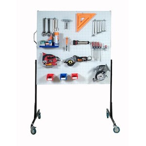 Triton Products 50 in. W Mobile Stand-Alone Pegboard Unit Utility Cart ...