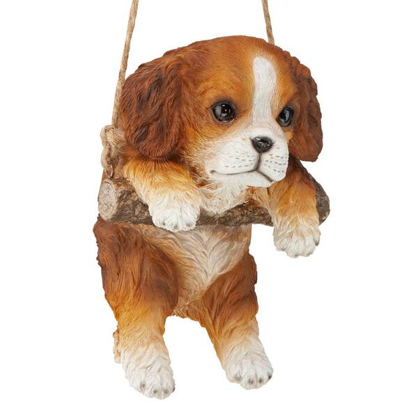 Design Toscano 8 in. H Brown Cavalier Puppy on a Perch Hanging Dog ...