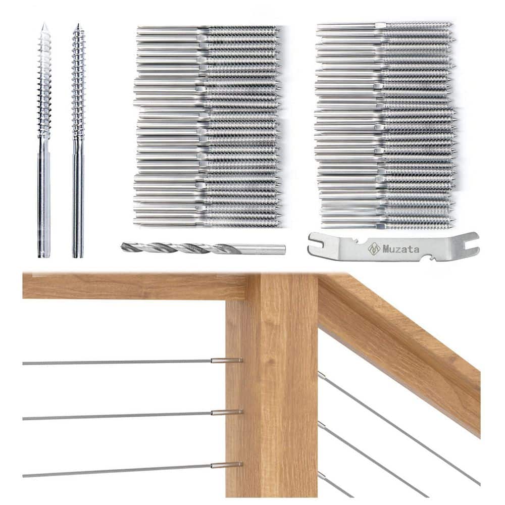 NVNOO 1/8 in. Stainless Steel Cable Railing Hardware Kit Left and Right ...